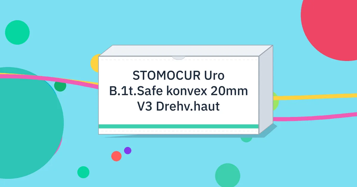 Symbolbild: Packung mit der Aufschrift STOMOCUR Uro B.1t.Safe konvex 20mm V3 Drehv.haut (PZN 17553022) – Verfügbarkeit und Bezug in Apotheken in Frankfurt am Main