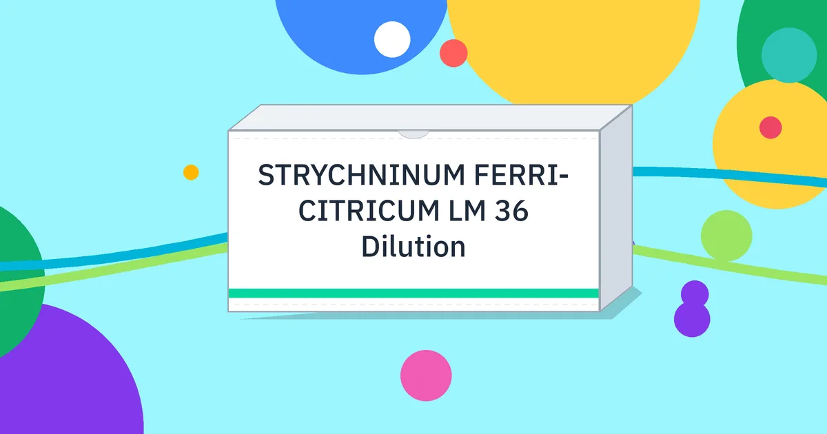 Symbolbild: Packung mit der Aufschrift STRYCHNINUM FERRI-CITRICUM LM 36 Dilution (PZN 13206476) – Verfügbarkeit und Bezug in Apotheken in Frankfurt am Main