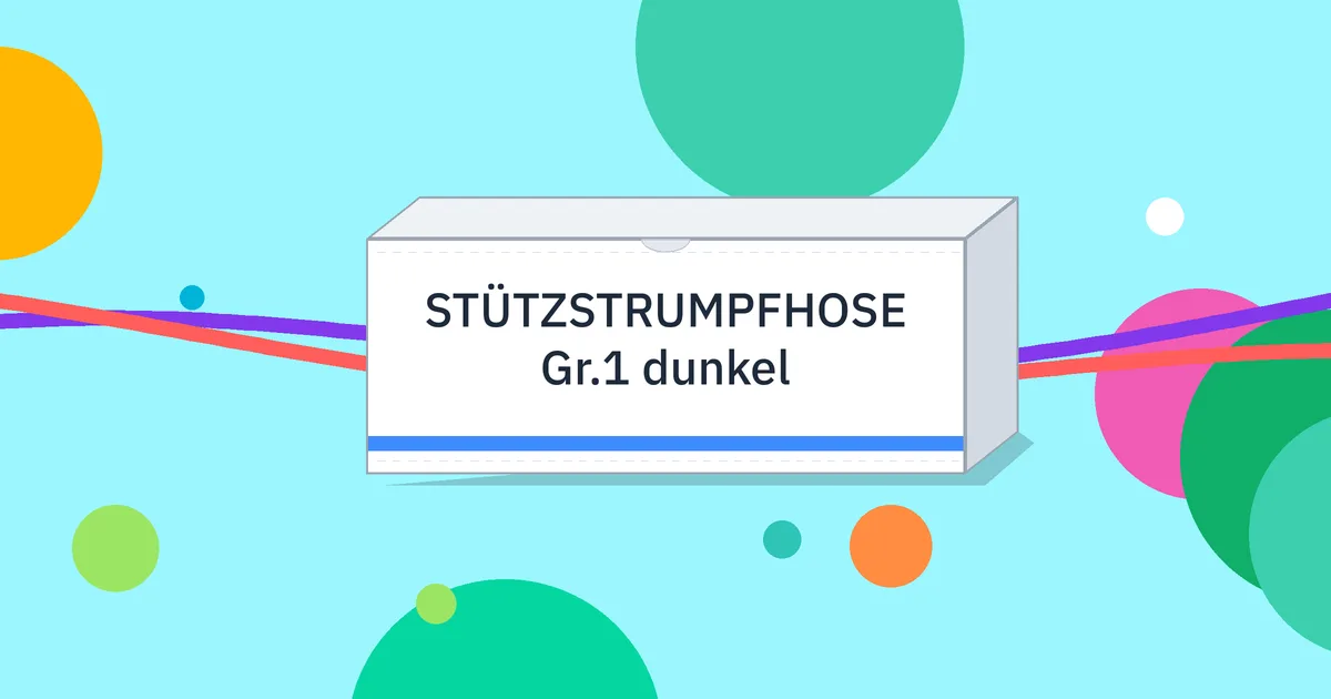 Symbolbild: Packung mit der Aufschrift STÜTZSTRUMPFHOSE Gr.1 dunkel (PZN 01978989) – Verfügbarkeit und Bezug in Apotheken in Frankfurt am Main