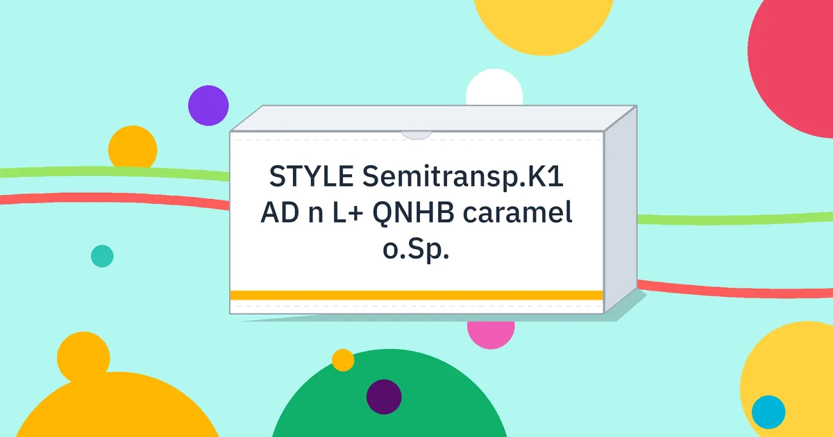 Symbolbild: Packung mit der Aufschrift STYLE Semitransp.K1 AD n L+ QNHB caramel o.Sp. (PZN 18869520) – Verfügbarkeit und Bezug in Apotheken in Frankfurt am Main
