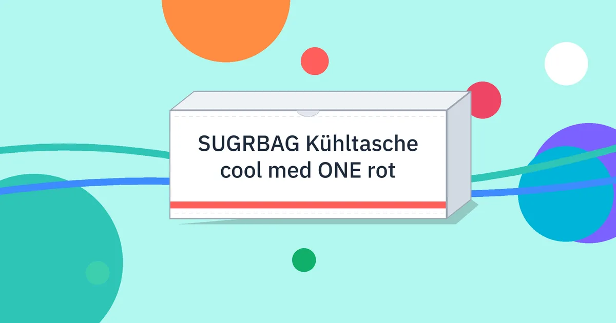 Symbolbild: Packung mit der Aufschrift SUGRBAG Kühltasche cool med ONE rot (PZN 13346964) – Verfügbarkeit und Bezug in Apotheken in Frankfurt am Main