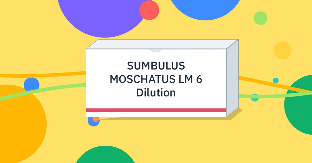 Symbolbild: Packung mit der Aufschrift SUMBULUS MOSCHATUS LM 6 Dilution (PZN 13210710) – Verfügbarkeit und Bezug in Apotheken in Frankfurt am Main