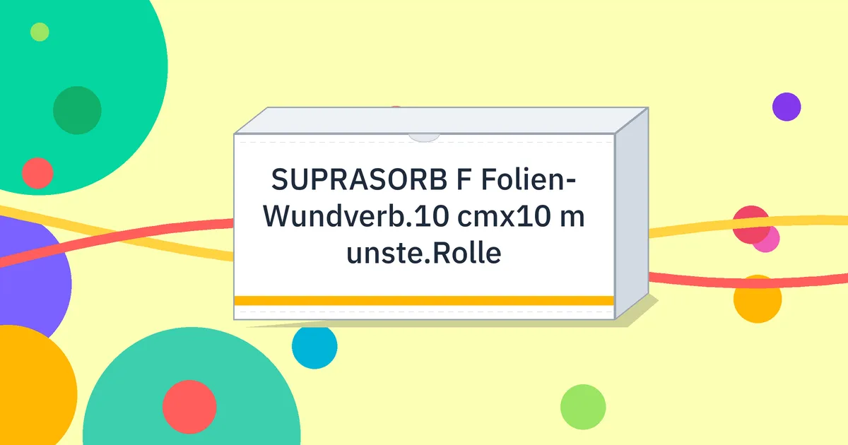 Symbolbild: Packung mit der Aufschrift SUPRASORB F Folien-Wundverb.10 cmx10 m unste.Rolle (PZN 20276307) – Verfügbarkeit und Bezug in Apotheken in Frankfurt am Main