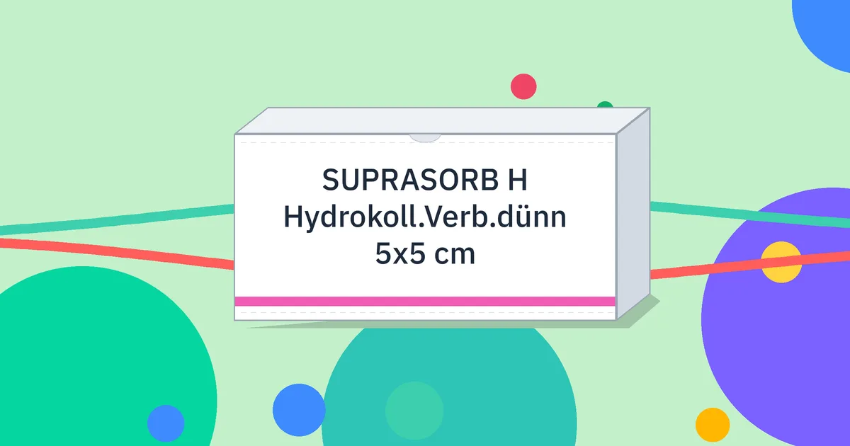Symbolbild: Packung mit der Aufschrift SUPRASORB H Hydrokoll.Verb.dünn 5x5 cm (PZN 17512230) – Verfügbarkeit und Bezug in Apotheken in Frankfurt am Main
