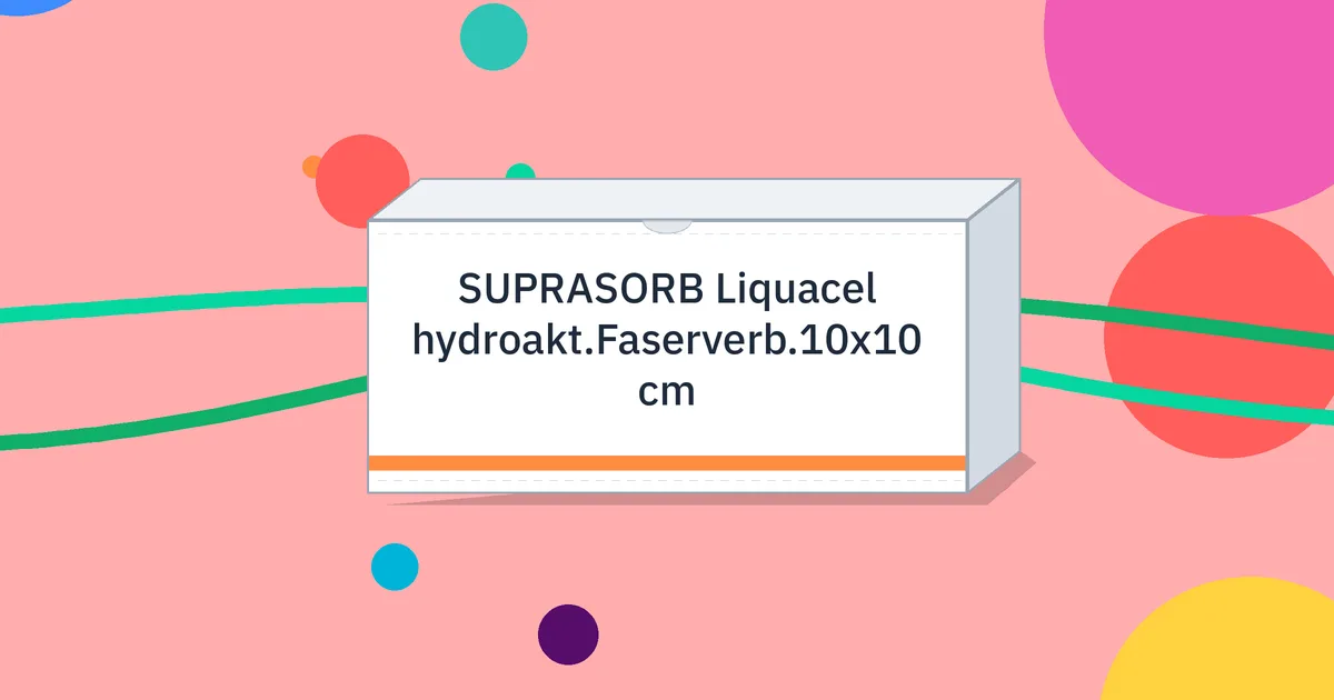 Symbolbild: Packung mit der Aufschrift SUPRASORB Liquacel hydroakt.Faserverb.10x10 cm (PZN 17311313) – Verfügbarkeit und Bezug in Apotheken in Frankfurt am Main