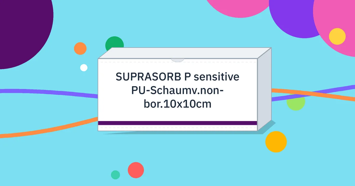 Symbolbild: Packung mit der Aufschrift SUPRASORB P sensitive PU-Schaumv.non-bor.10x10cm (PZN 19763315) – Verfügbarkeit und Bezug in Apotheken in Frankfurt am Main