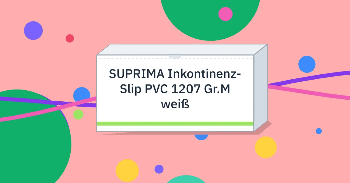 Symbolbild: Packung mit der Aufschrift SUPRIMA Inkontinenz-Slip PVC 1207 Gr.M weiß (PZN 05862918) – Verfügbarkeit und Bezug in Apotheken in Frankfurt am Main