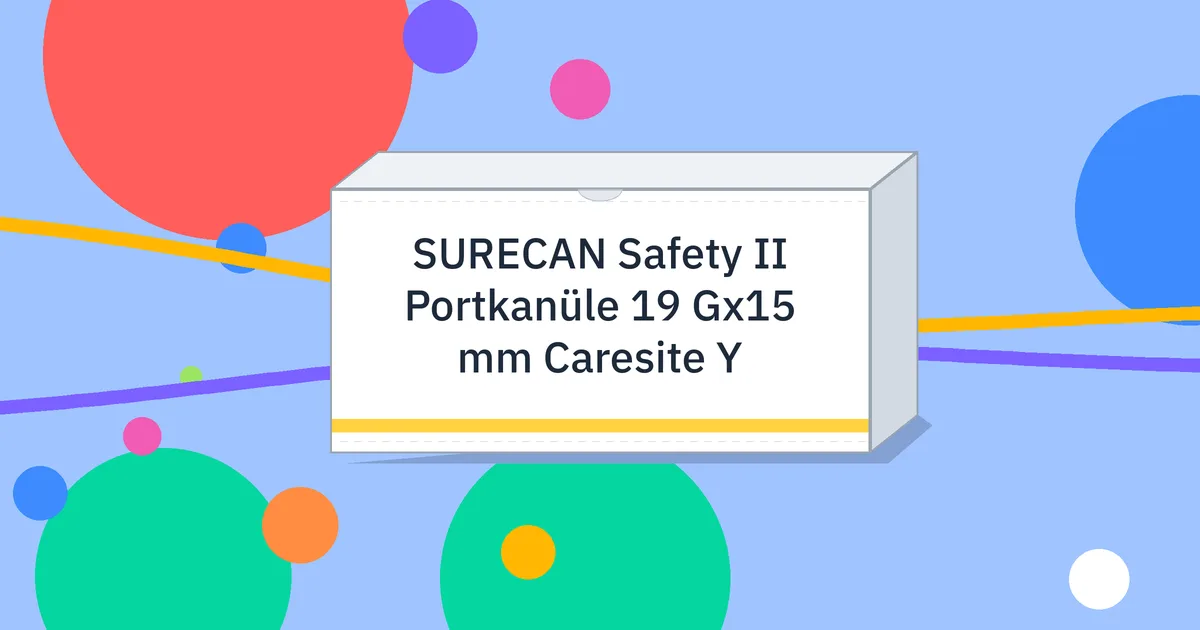 Symbolbild: Packung mit der Aufschrift SURECAN Safety II Portkanüle 19 Gx15 mm Caresite Y (PZN 12647267) – Verfügbarkeit und Bezug in Apotheken in Frankfurt am Main