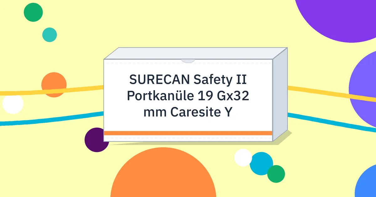 Symbolbild: Packung mit der Aufschrift SURECAN Safety II Portkanüle 19 Gx32 mm Caresite Y (PZN 12647445) – Verfügbarkeit und Bezug in Apotheken in Frankfurt am Main