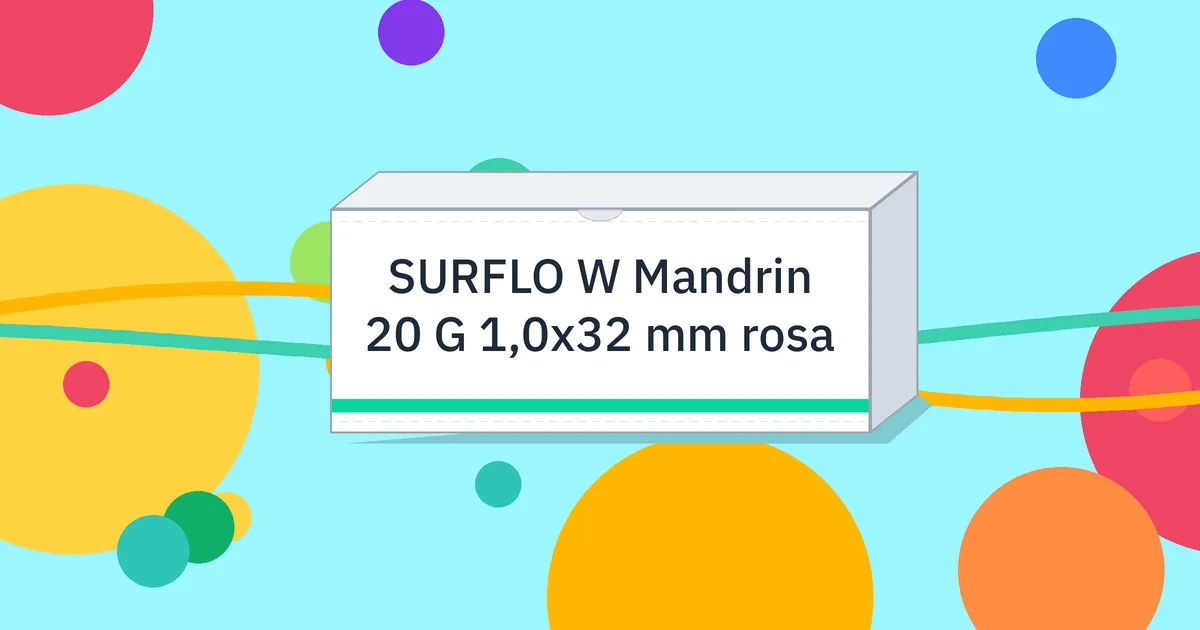 Symbolbild: Packung mit der Aufschrift SURFLO W Mandrin 20 G 1,0x32 mm rosa (PZN 15590415) – Verfügbarkeit und Bezug in Apotheken in Frankfurt am Main