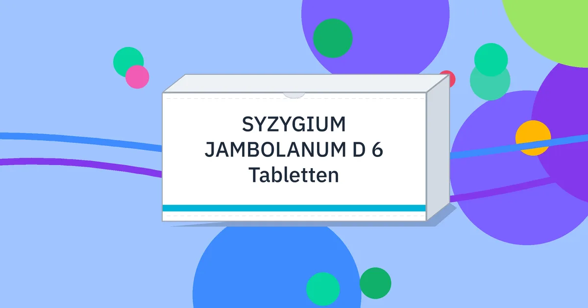 Symbolbild: Packung mit der Aufschrift SYZYGIUM JAMBOLANUM D 6 Tabletten (PZN 04239471) – Verfügbarkeit und Bezug in Apotheken in Frankfurt am Main
