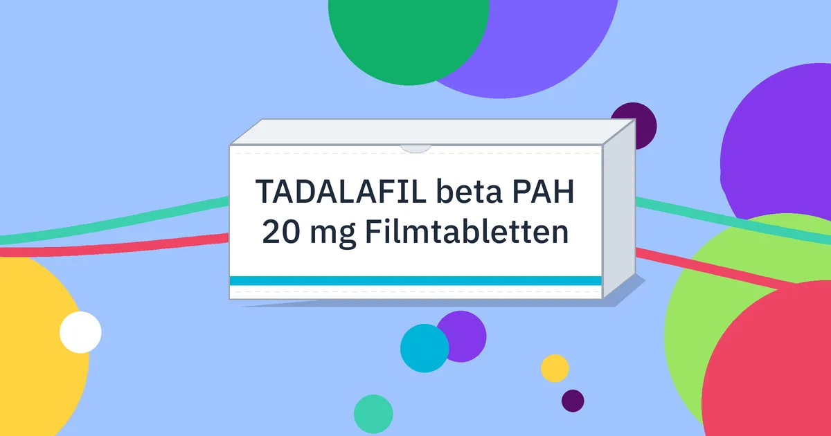 Symbolbild: Packung mit der Aufschrift TADALAFIL beta PAH 20 mg Filmtabletten (PZN 13700383) – Verfügbarkeit und Bezug in Apotheken in Frankfurt am Main