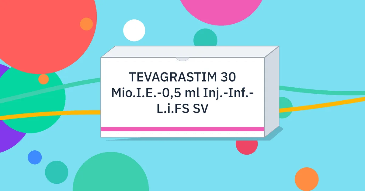 Symbolbild: Packung mit der Aufschrift TEVAGRASTIM 30 Mio.I.E.-0,5 ml Inj.-Inf.-L.i.FS SV (PZN 17670408) – Verfügbarkeit und Bezug in Apotheken in Frankfurt am Main