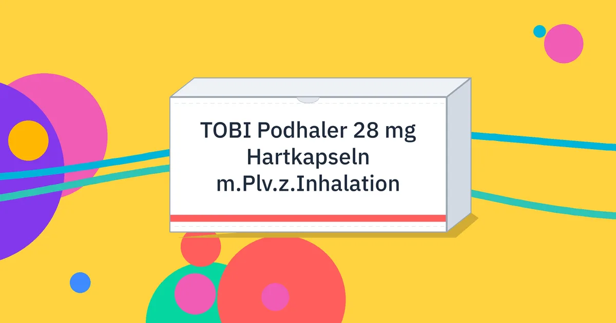 Symbolbild: Packung mit der Aufschrift TOBI Podhaler 28 mg Hartkapseln m.Plv.z.Inhalation (PZN 16146639) – Verfügbarkeit und Bezug in Apotheken in Frankfurt am Main