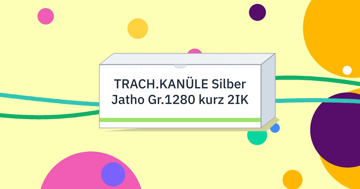 Symbolbild: Packung mit der Aufschrift TRACH.KANÜLE Silber Jatho Gr.1280 kurz 2IK (PZN 06988248) – Verfügbarkeit und Bezug in Apotheken in Frankfurt am Main