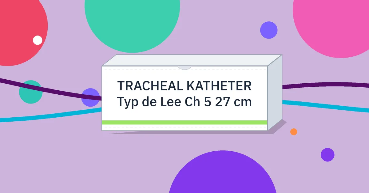 Symbolbild: Packung mit der Aufschrift TRACHEAL KATHETER Typ de Lee Ch 5 27 cm (PZN 06198842) – Verfügbarkeit und Bezug in Apotheken in Frankfurt am Main