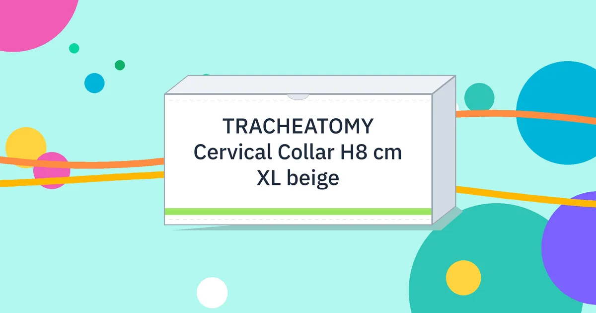 Symbolbild: Packung mit der Aufschrift TRACHEATOMY Cervical Collar H8 cm XL beige (PZN 17879404) – Verfügbarkeit und Bezug in Apotheken in Frankfurt am Main