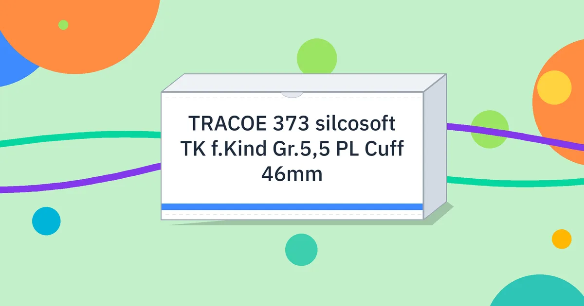 Symbolbild: Packung mit der Aufschrift TRACOE 373 silcosoft TK f.Kind Gr.5,5 PL Cuff 46mm (PZN 14317539) – Verfügbarkeit und Bezug in Apotheken in Frankfurt am Main