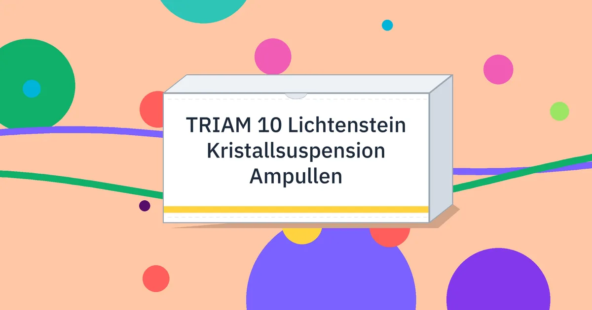 Symbolbild: Packung mit der Aufschrift TRIAM 10 Lichtenstein Kristallsuspension Ampullen (PZN 04692673) – Verfügbarkeit und Bezug in Apotheken in Frankfurt am Main