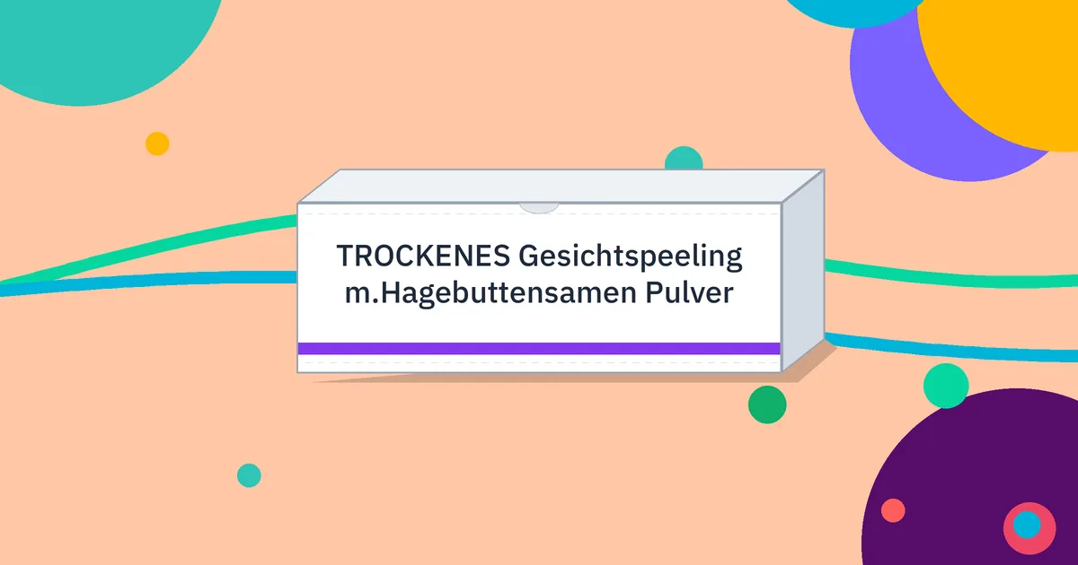 Symbolbild: Packung mit der Aufschrift TROCKENES Gesichtspeeling m.Hagebuttensamen Pulver (PZN 17951314) – Verfügbarkeit und Bezug in Apotheken in Frankfurt am Main