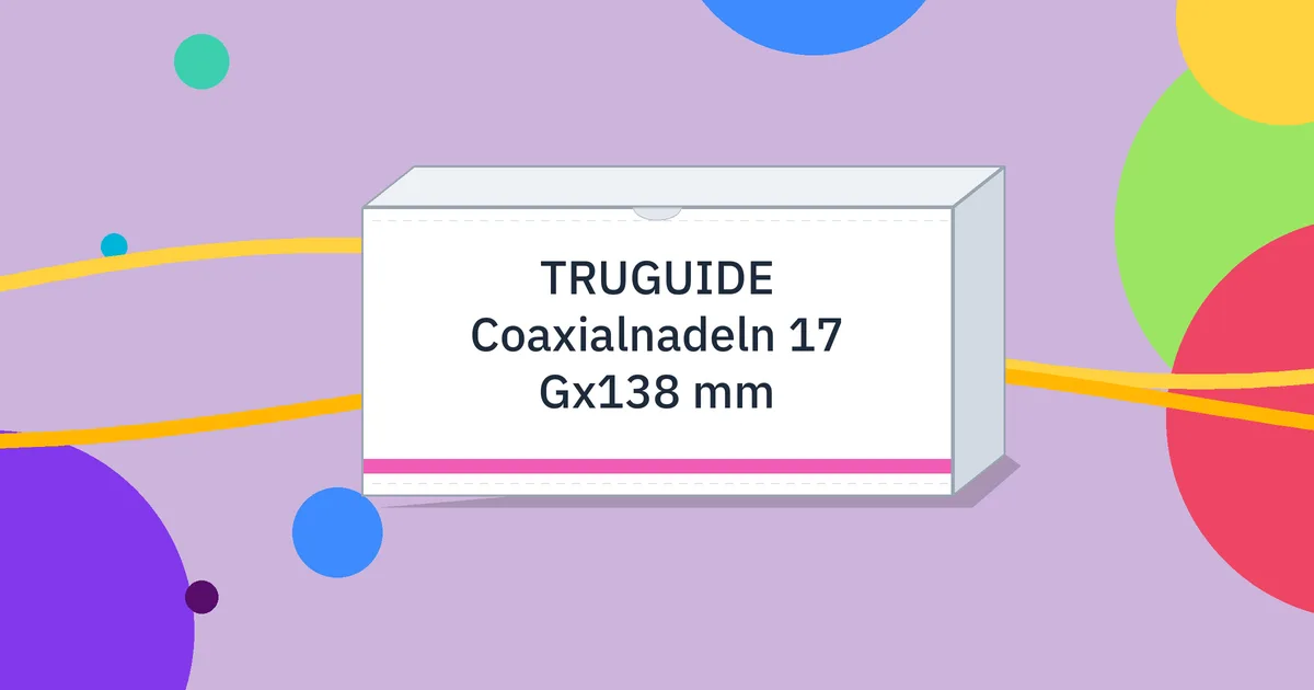 Symbolbild: Packung mit der Aufschrift TRUGUIDE Coaxialnadeln 17 Gx138 mm (PZN 03478268) – Verfügbarkeit und Bezug in Apotheken in Frankfurt am Main