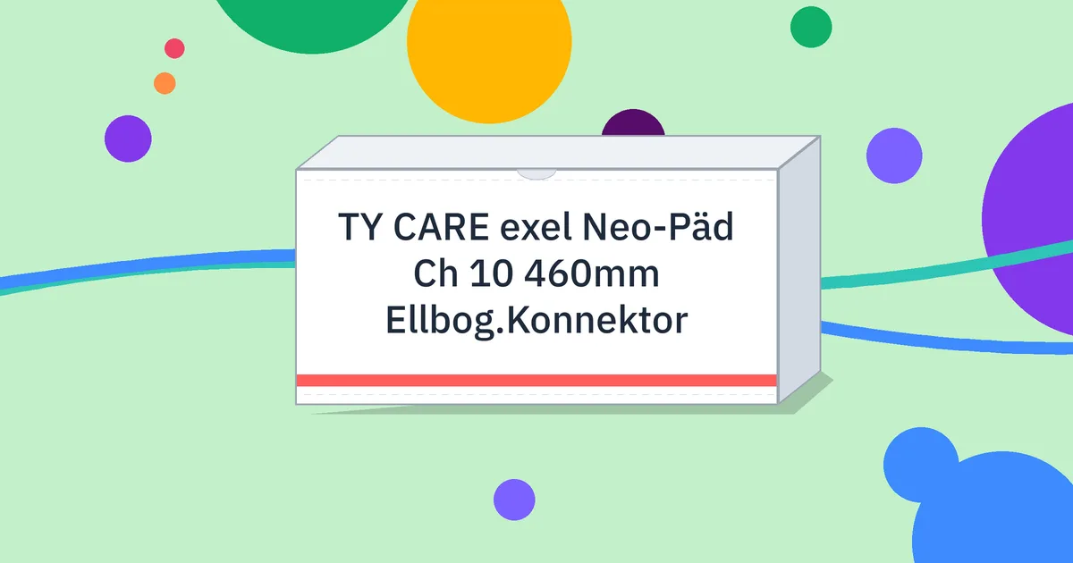 Symbolbild: Packung mit der Aufschrift TY CARE exel Neo-Päd Ch 10 460mm Ellbog.Konnektor (PZN 05486160) – Verfügbarkeit und Bezug in Apotheken in Frankfurt am Main