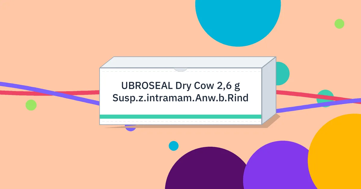 Symbolbild: Packung mit der Aufschrift UBROSEAL Dry Cow 2,6 g Susp.z.intramam.Anw.b.Rind (PZN 16822069) – Verfügbarkeit und Bezug in Apotheken in Frankfurt am Main