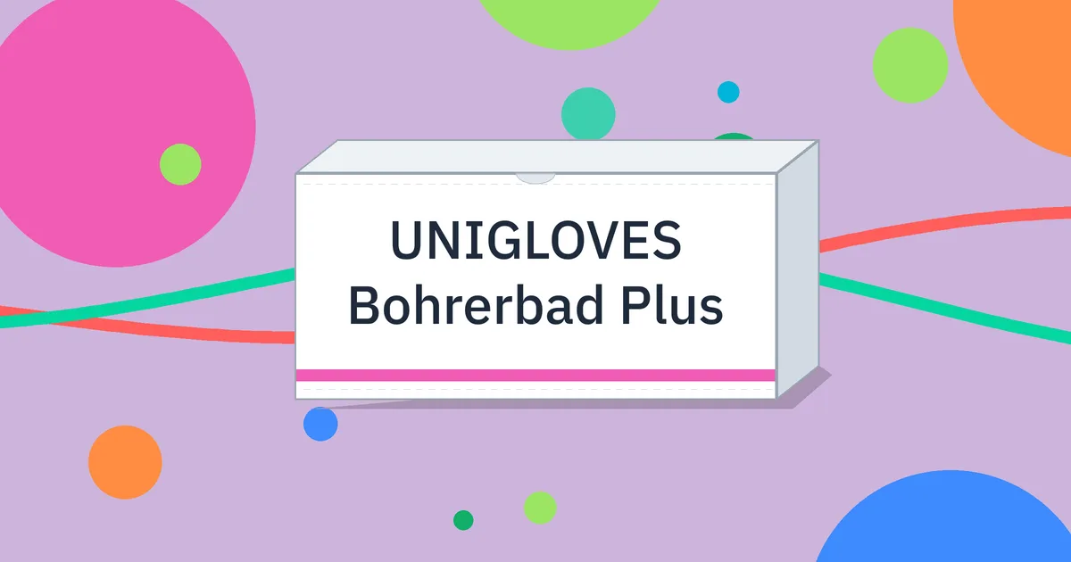 Symbolbild: Packung mit der Aufschrift UNIGLOVES Bohrerbad Plus (PZN 19237207) – Verfügbarkeit und Bezug in Apotheken in Frankfurt am Main
