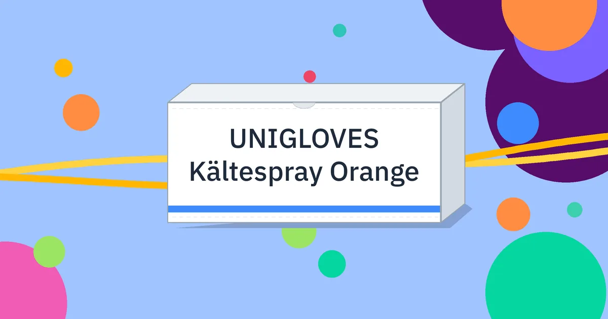 Symbolbild: Packung mit der Aufschrift UNIGLOVES Kältespray Orange (PZN 19518099) – Verfügbarkeit und Bezug in Apotheken in Frankfurt am Main