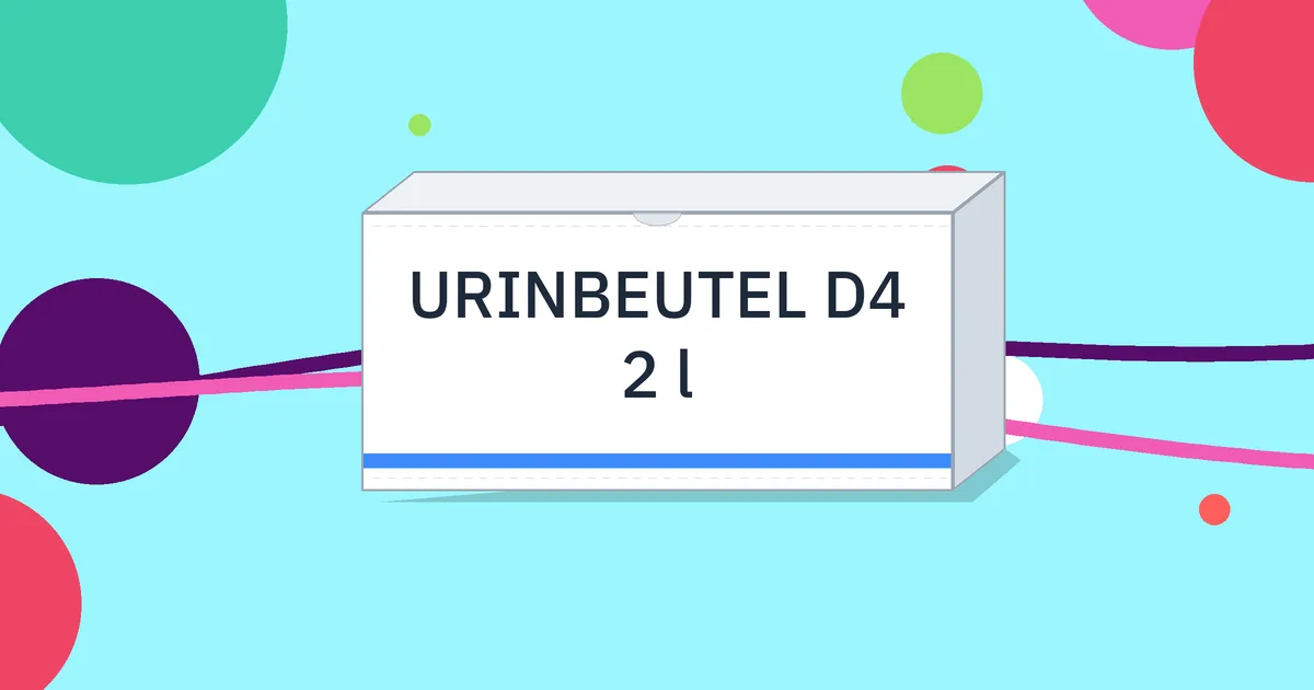 Symbolbild: Packung mit der Aufschrift URINBEUTEL D4 2 l (PZN 03675098) – Verfügbarkeit und Bezug in Apotheken in Frankfurt am Main