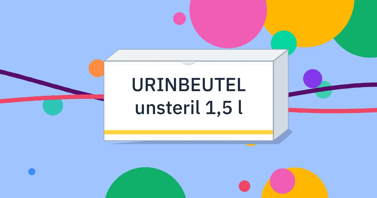 Symbolbild: Packung mit der Aufschrift URINBEUTEL unsteril 1,5 l (PZN 07486187) – Verfügbarkeit und Bezug in Apotheken in Frankfurt am Main
