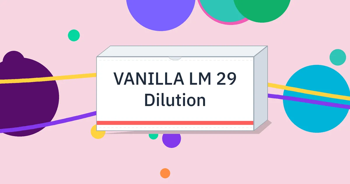 Symbolbild: Packung mit der Aufschrift VANILLA LM 29 Dilution (PZN 13263988) – Verfügbarkeit und Bezug in Apotheken in Frankfurt am Main