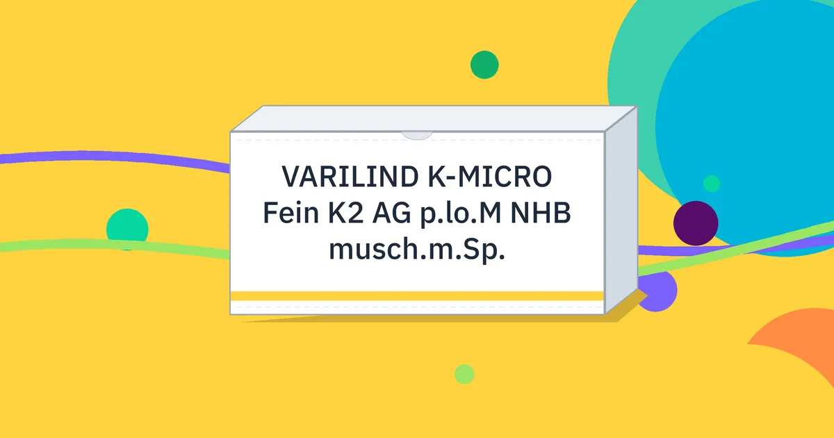 Symbolbild: Packung mit der Aufschrift VARILIND K-MICRO Fein K2 AG p.lo.M NHB musch.m.Sp. (PZN 20557012) – Verfügbarkeit und Bezug in Apotheken in Frankfurt am Main