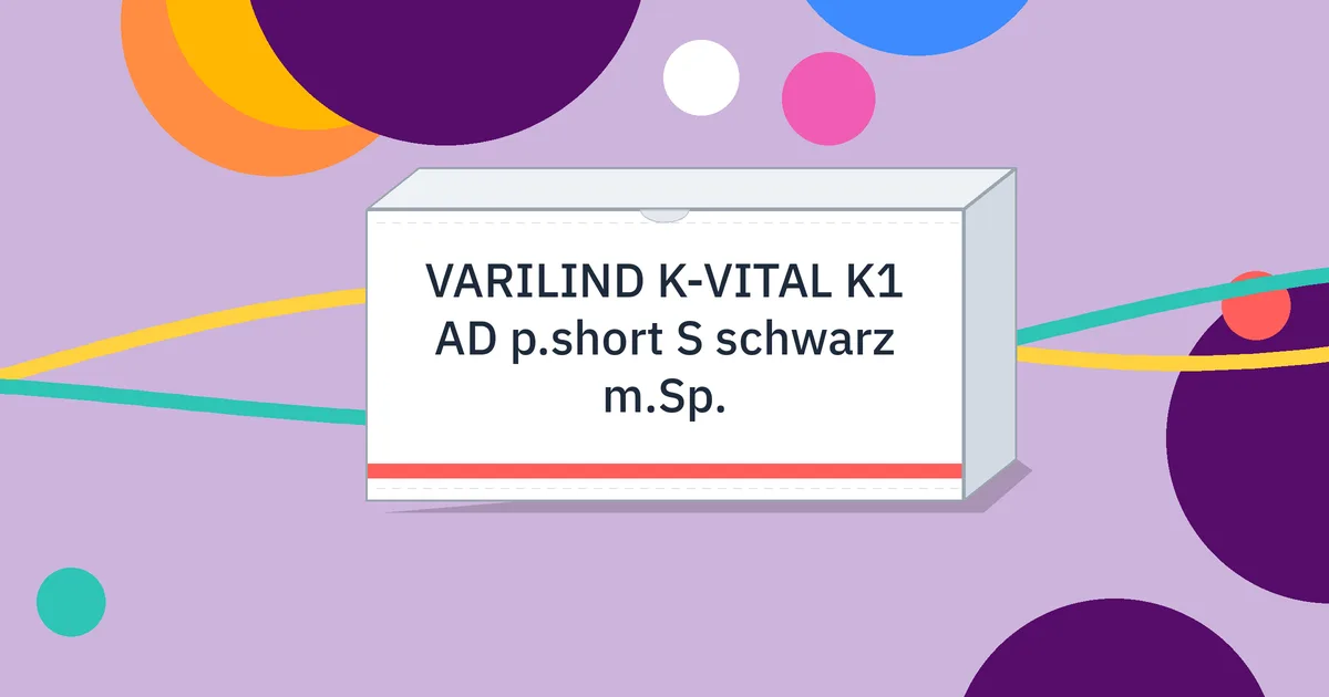 Symbolbild: Packung mit der Aufschrift VARILIND K-VITAL K1 AD p.short S schwarz m.Sp. (PZN 20566672) – Verfügbarkeit und Bezug in Apotheken in Frankfurt am Main