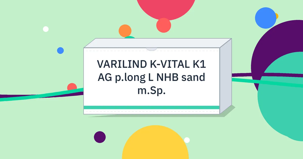 Symbolbild: Packung mit der Aufschrift VARILIND K-VITAL K1 AG p.long L NHB sand m.Sp. (PZN 20562817) – Verfügbarkeit und Bezug in Apotheken in Frankfurt am Main
