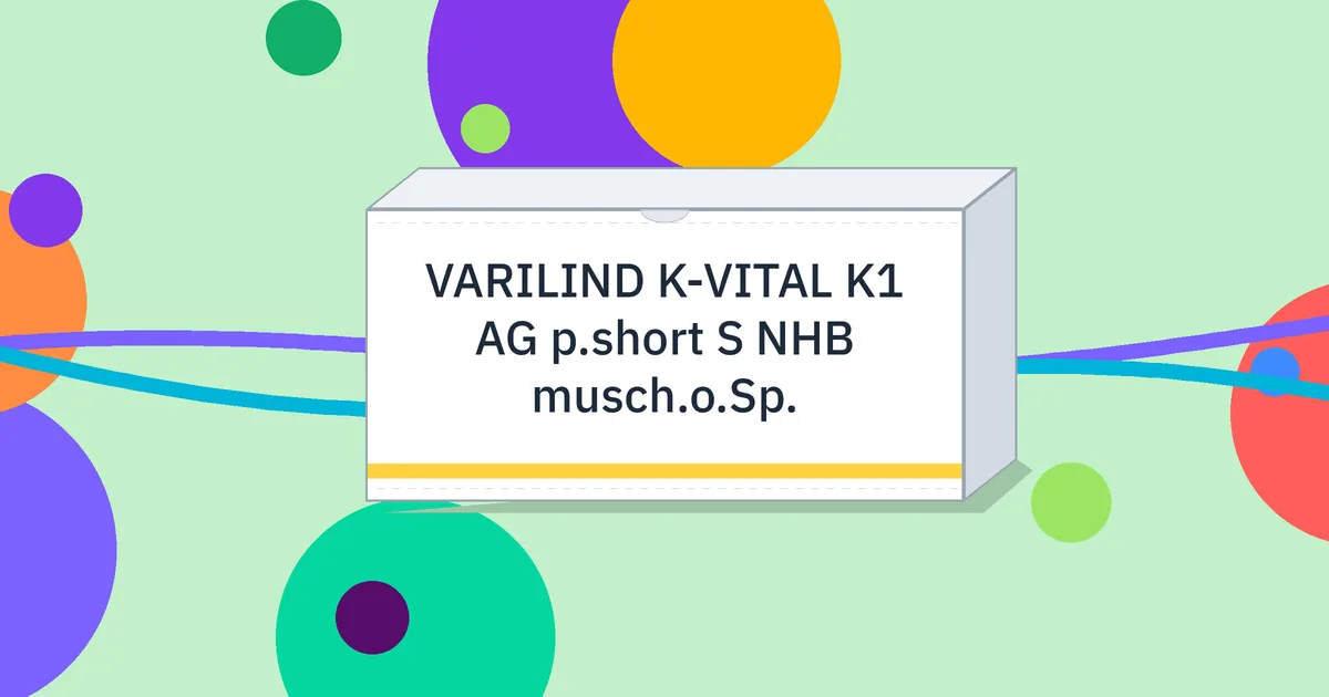 Symbolbild: Packung mit der Aufschrift VARILIND K-VITAL K1 AG p.short S NHB musch.o.Sp. (PZN 20564101) – Verfügbarkeit und Bezug in Apotheken in Frankfurt am Main