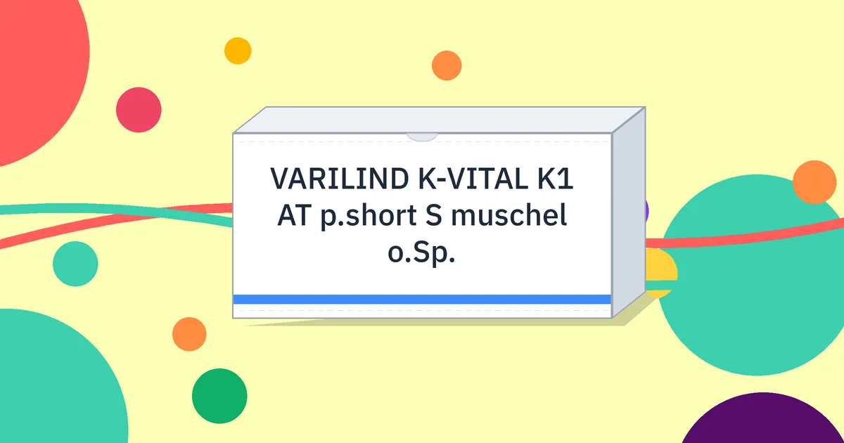 Symbolbild: Packung mit der Aufschrift VARILIND K-VITAL K1 AT p.short S muschel o.Sp. (PZN 20560988) – Verfügbarkeit und Bezug in Apotheken in Frankfurt am Main