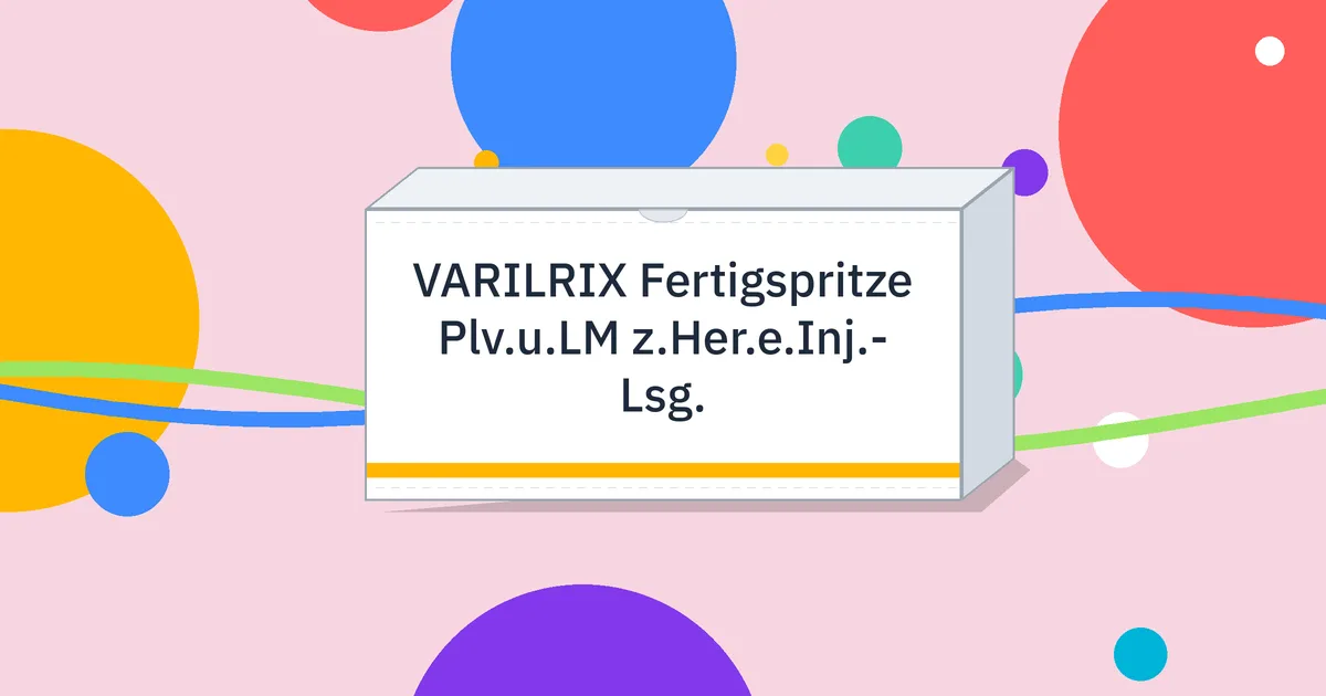 Symbolbild: Packung mit der Aufschrift VARILRIX Fertigspritze Plv.u.LM z.Her.e.Inj.-Lsg. (PZN 17370451) – Verfügbarkeit und Bezug in Apotheken in Frankfurt am Main