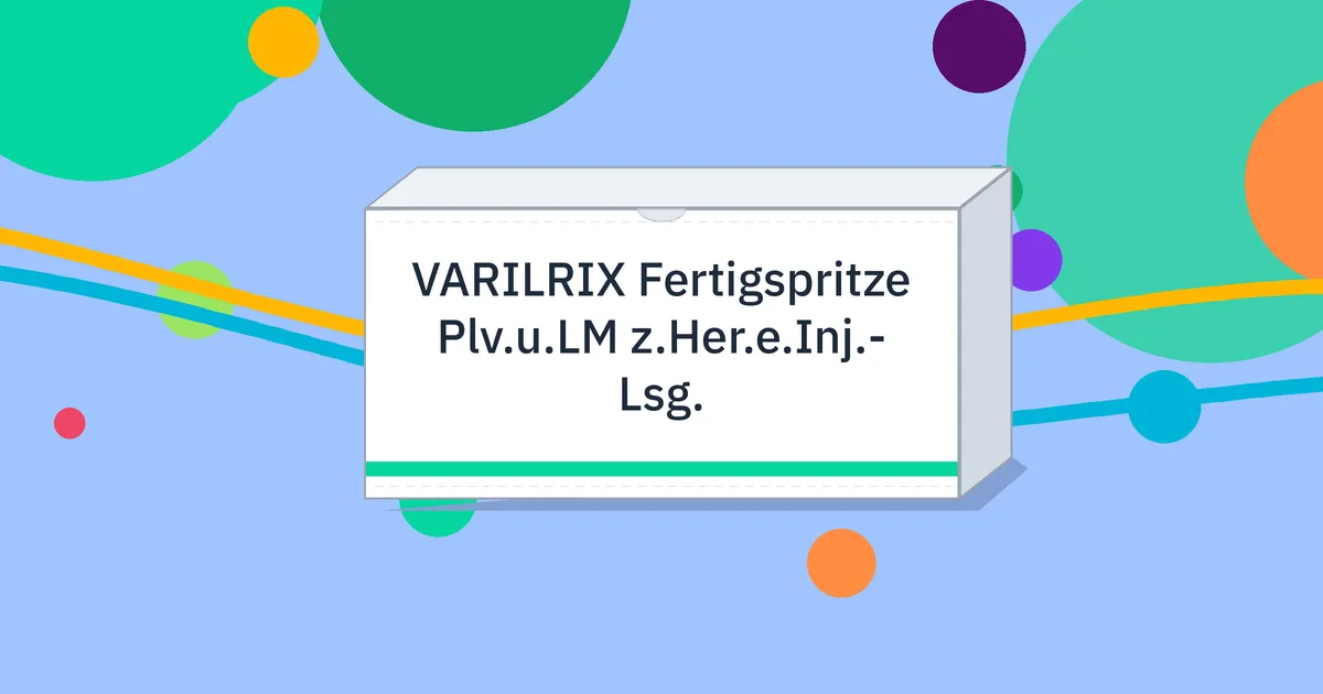 Symbolbild: Packung mit der Aufschrift VARILRIX Fertigspritze Plv.u.LM z.Her.e.Inj.-Lsg. (PZN 18042588) – Verfügbarkeit und Bezug in Apotheken in Frankfurt am Main