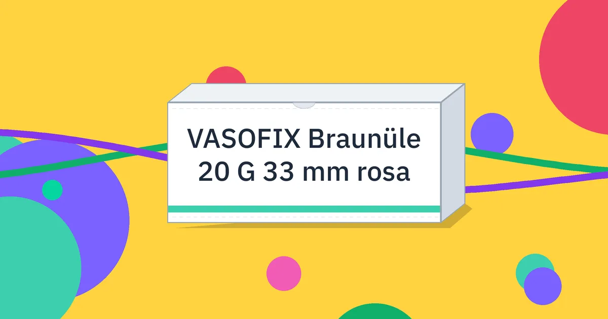 Symbolbild: Packung mit der Aufschrift VASOFIX Braunüle 20 G 33 mm rosa (PZN 08761388) – Verfügbarkeit und Bezug in Apotheken in Frankfurt am Main