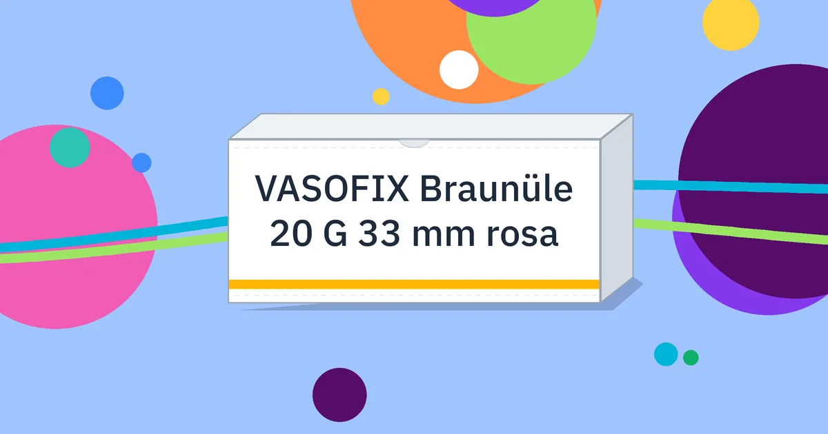 Symbolbild: Packung mit der Aufschrift VASOFIX Braunüle 20 G 33 mm rosa (PZN 18003200) – Verfügbarkeit und Bezug in Apotheken in Frankfurt am Main