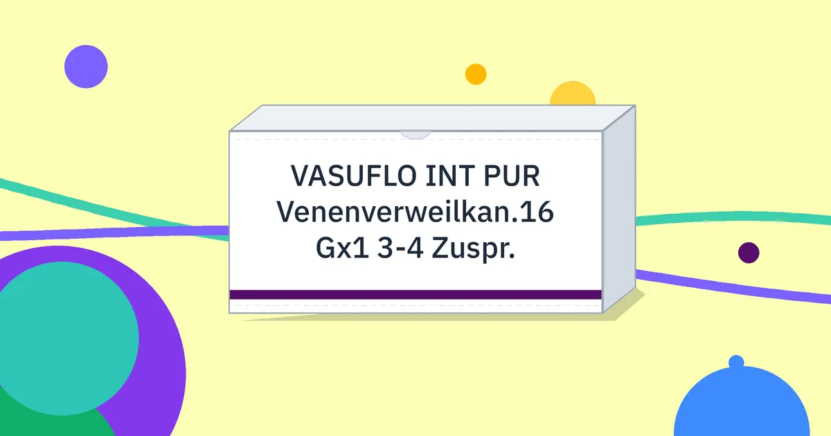 Symbolbild: Packung mit der Aufschrift VASUFLO INT PUR Venenverweilkan.16 Gx1 3-4 Zuspr. (PZN 18387152) – Verfügbarkeit und Bezug in Apotheken in Frankfurt am Main