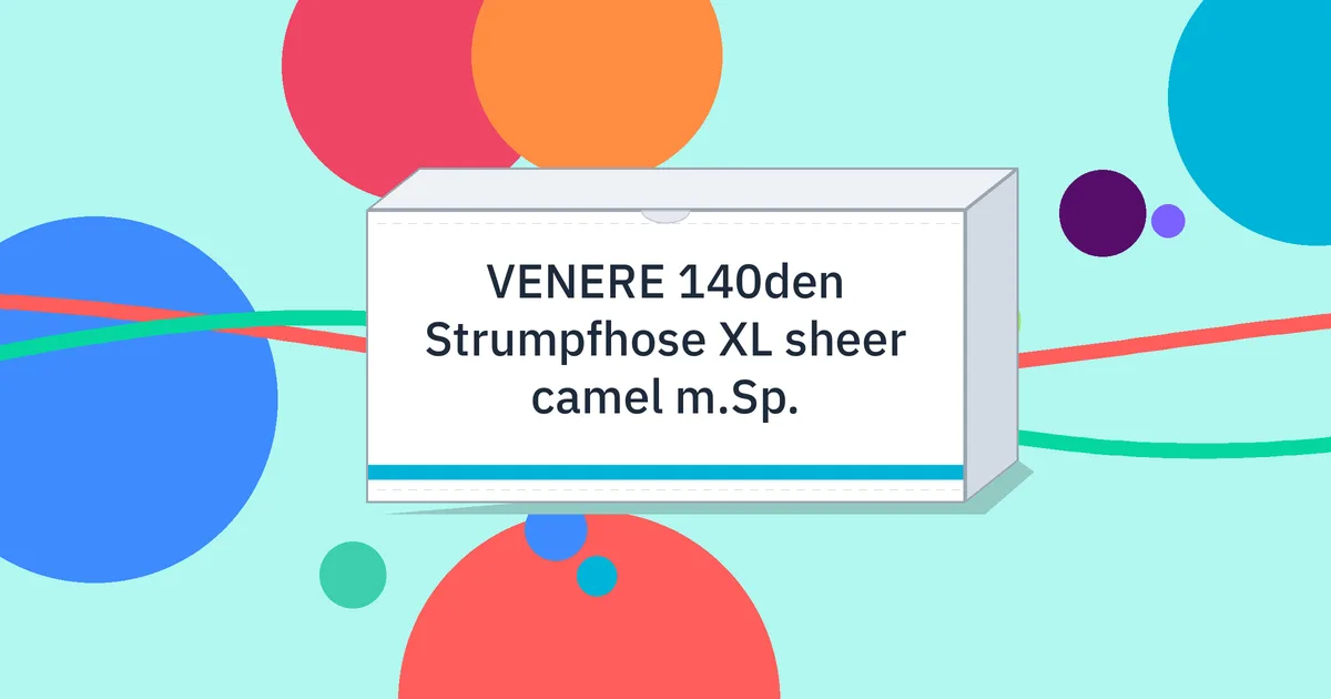 Symbolbild: Packung mit der Aufschrift VENERE 140den Strumpfhose XL sheer camel m.Sp. (PZN 16171666) – Verfügbarkeit und Bezug in Apotheken in Frankfurt am Main