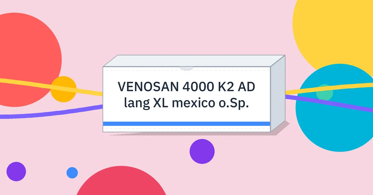 Symbolbild: Packung mit der Aufschrift VENOSAN 4000 K2 AD lang XL mexico o.Sp. (PZN 14423750) – Verfügbarkeit und Bezug in Apotheken in Frankfurt am Main