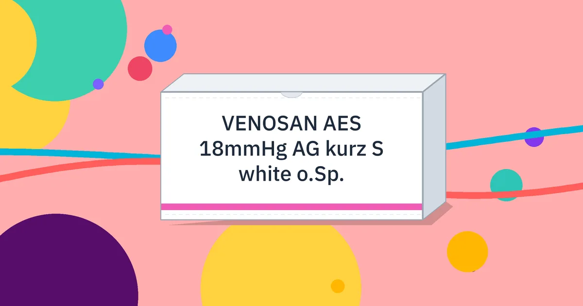 Symbolbild: Packung mit der Aufschrift VENOSAN AES 18mmHg AG kurz S white o.Sp. (PZN 15298784) – Verfügbarkeit und Bezug in Apotheken in Frankfurt am Main