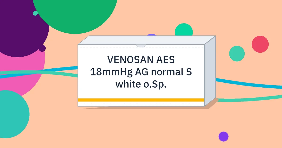 Symbolbild: Packung mit der Aufschrift VENOSAN AES 18mmHg AG normal S white o.Sp. (PZN 15298790) – Verfügbarkeit und Bezug in Apotheken in Frankfurt am Main