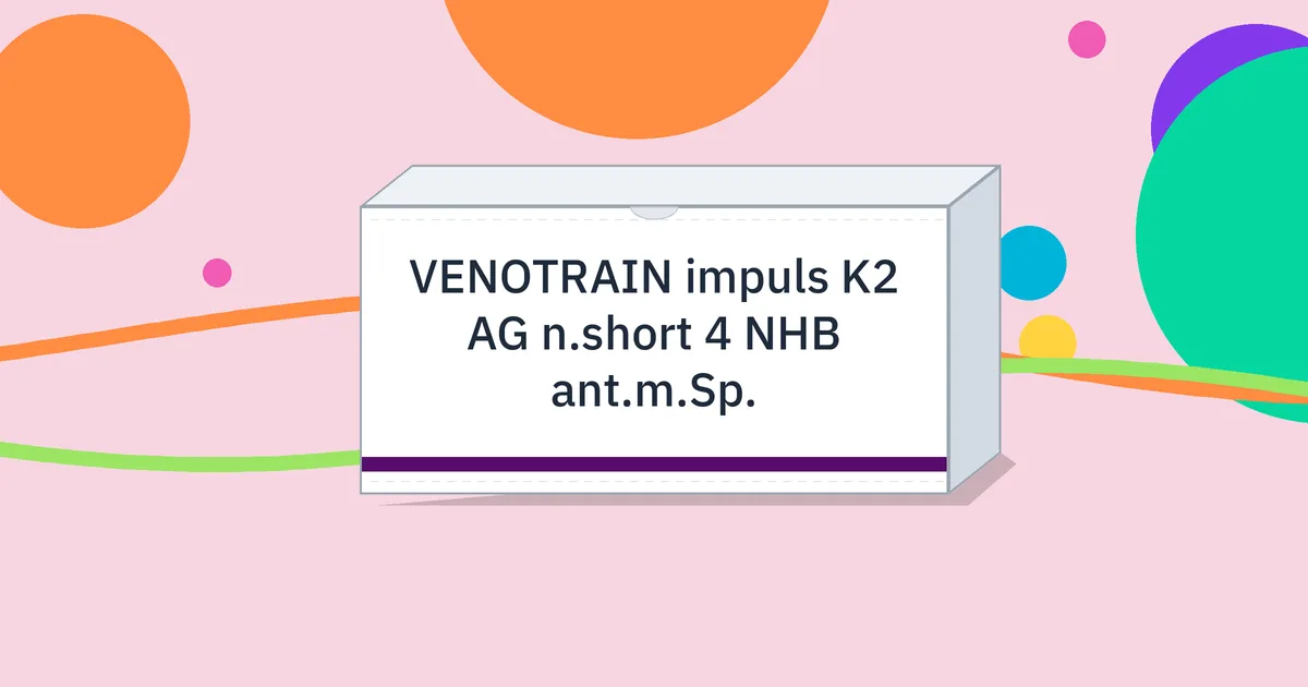 Symbolbild: Packung mit der Aufschrift VENOTRAIN impuls K2 AG n.short 4 NHB ant.m.Sp. (PZN 15214623) – Verfügbarkeit und Bezug in Apotheken in Frankfurt am Main