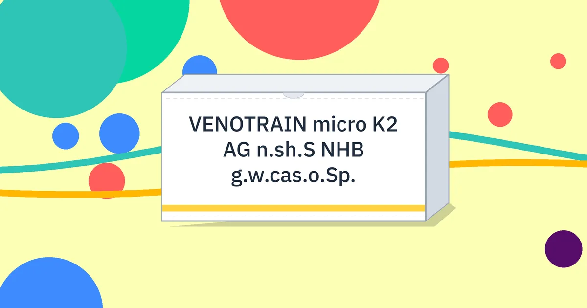 Symbolbild: Packung mit der Aufschrift VENOTRAIN micro K2 AG n.sh.S NHB g.w.cas.o.Sp. (PZN 20761741) – Verfügbarkeit und Bezug in Apotheken in Frankfurt am Main