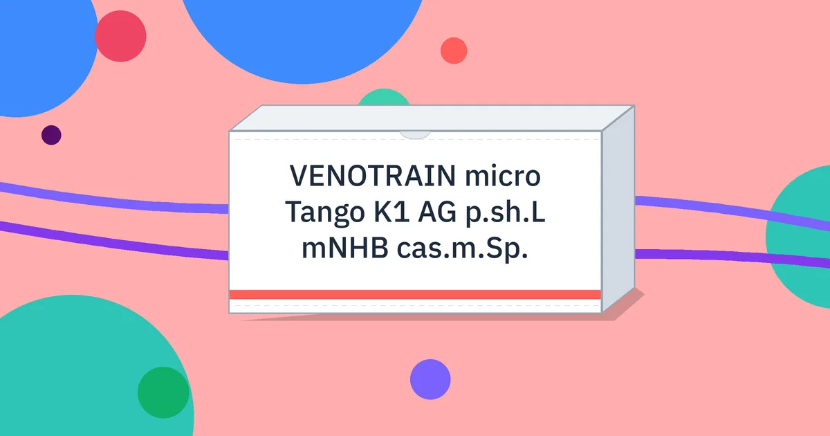 Symbolbild: Packung mit der Aufschrift VENOTRAIN micro Tango K1 AG p.sh.L mNHB cas.m.Sp. (PZN 20763645) – Verfügbarkeit und Bezug in Apotheken in Frankfurt am Main