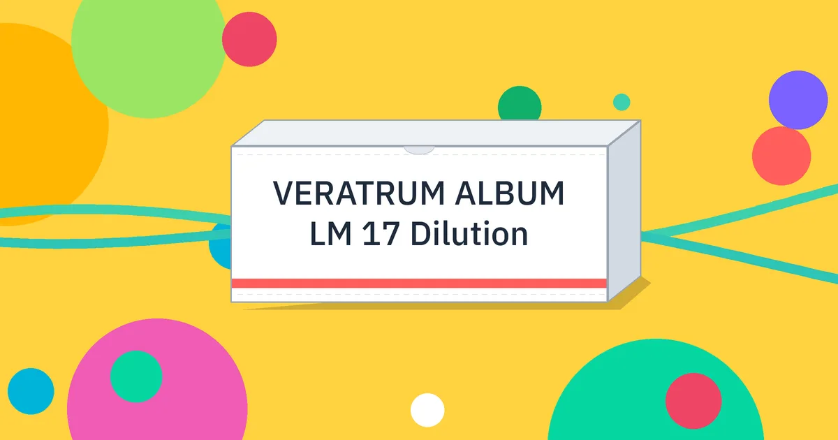 Symbolbild: Packung mit der Aufschrift VERATRUM ALBUM LM 17 Dilution (PZN 13264551) – Verfügbarkeit und Bezug in Apotheken in Frankfurt am Main